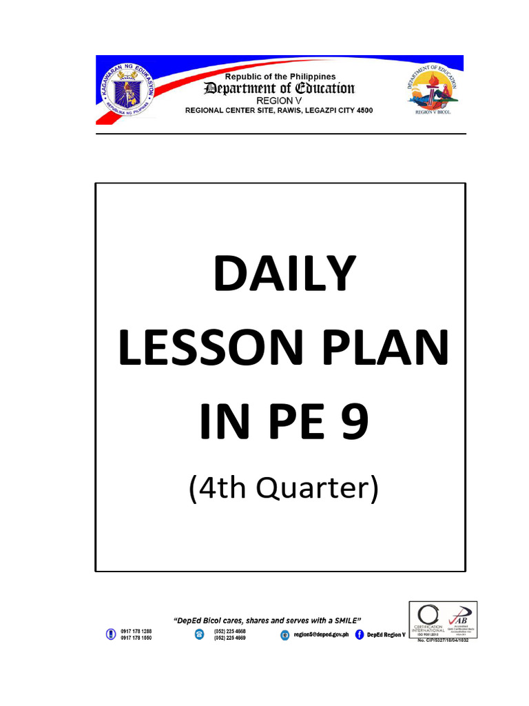 Pe 9 4th Quarter | PDF | Lesson Plan | Learning