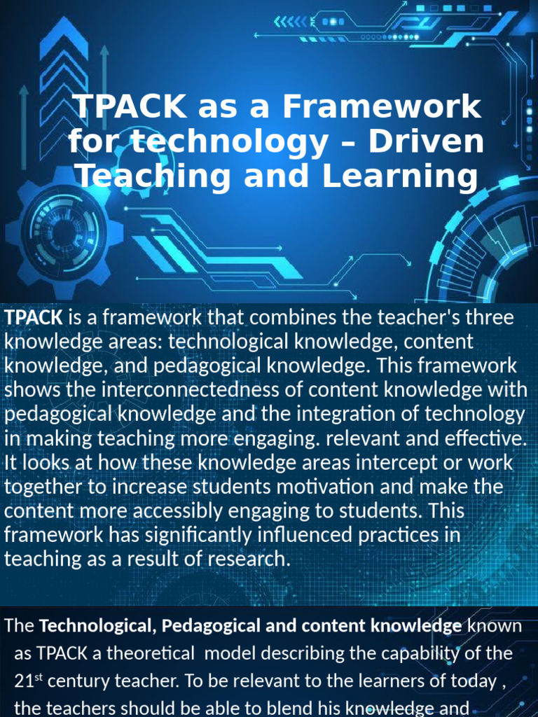 Tpack Framework | PDF | Pedagogy | Teachers