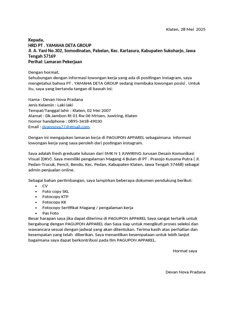 Lamaran Candi Elektronik Staff E-Commerce | PDF