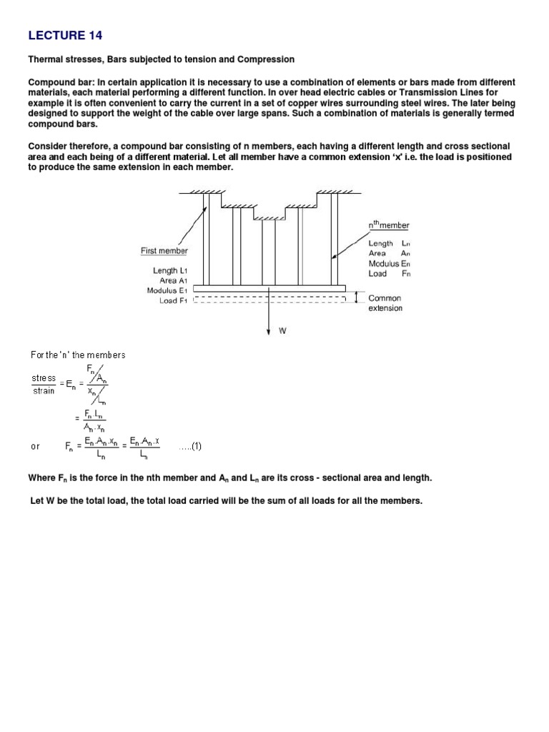 Compound Bar LECTURE 14 | PDF | Thermal Expansion | Stress (Mechanics)
