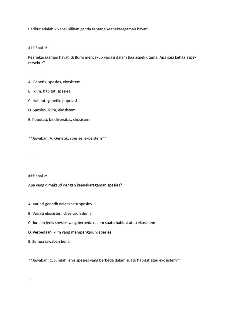 Soal Biologi Kelas X | PDF