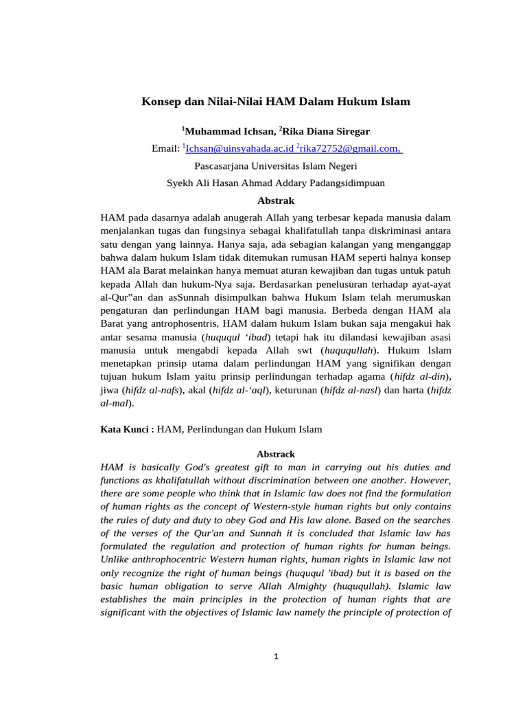 HAM dalam Hukum Islam: Konsep dan Perlindungan | PDF