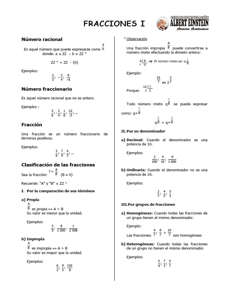 Introducción a las Fracciones Matemáticas | PDF | Exponenciación ...