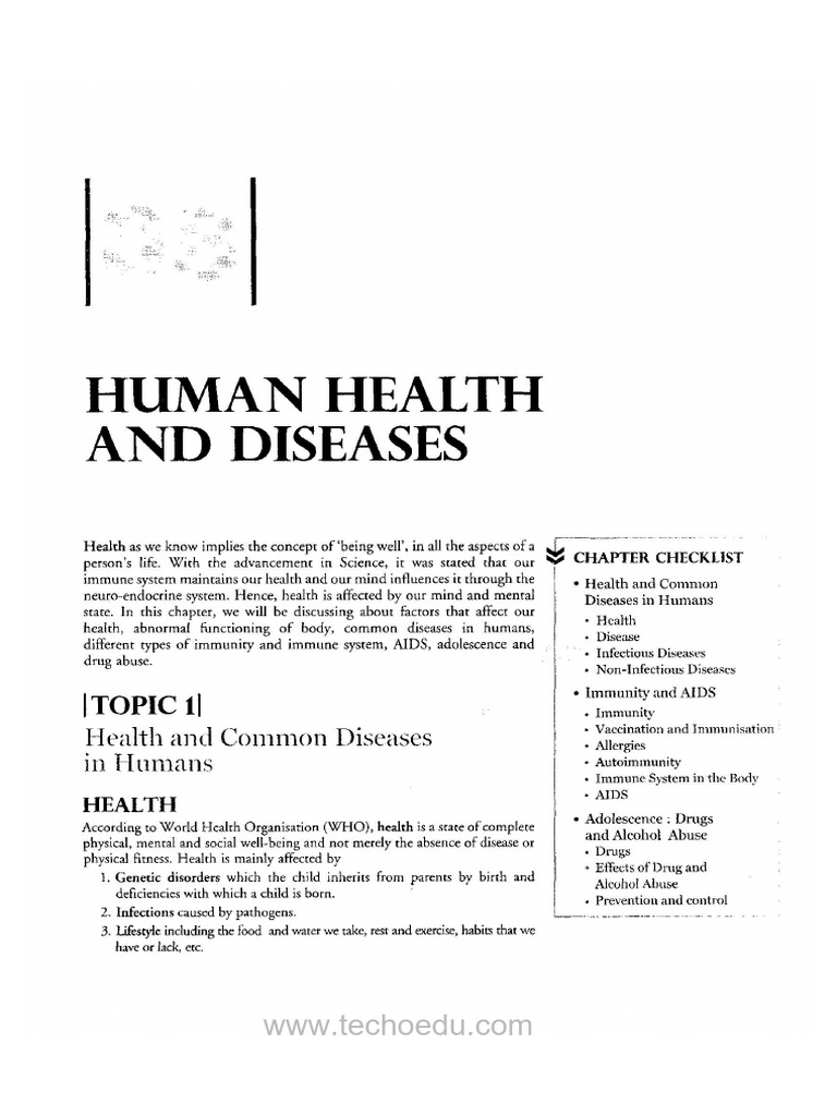 Human Health and Diseases-All in One Biology | PDF