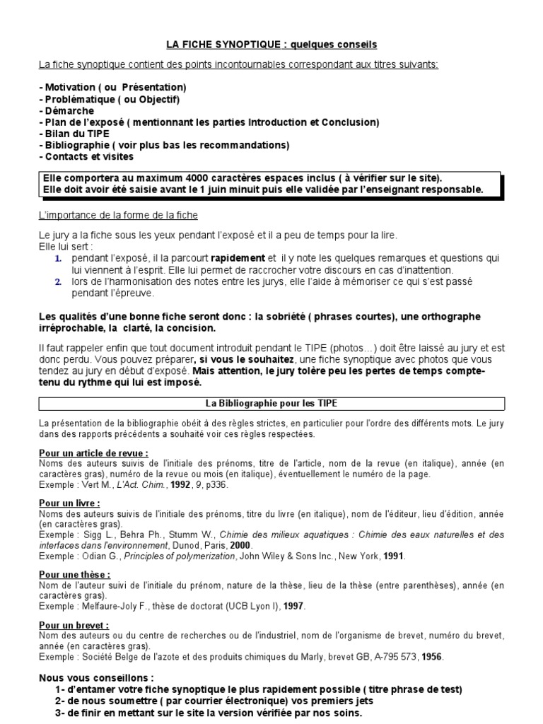 PDF Fiche Synoptique | PDF | La nature