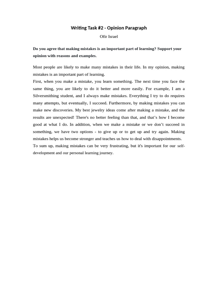 Opinion Essay #2 - Ofir Israel | PDF