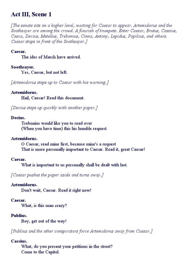 Julius Caesar Paraphrase - Act Three, Scene 1 | PDF | Marcus Junius ...