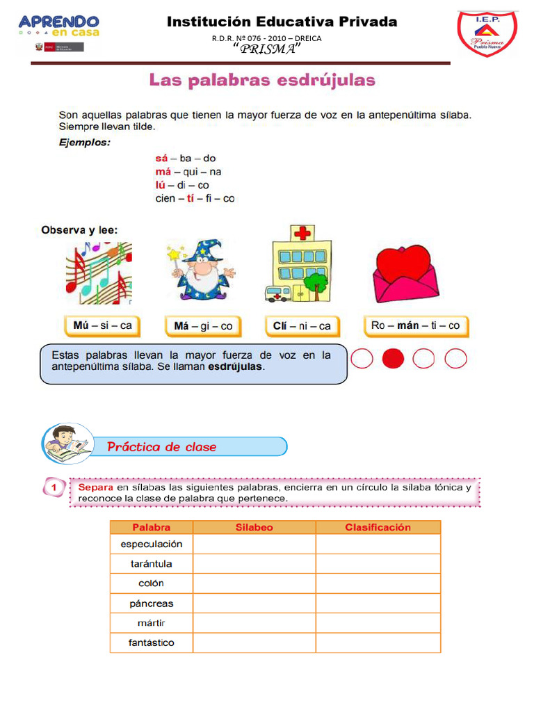 Tema 44 - Material 44 - Palabras Esdrujulas | PDF