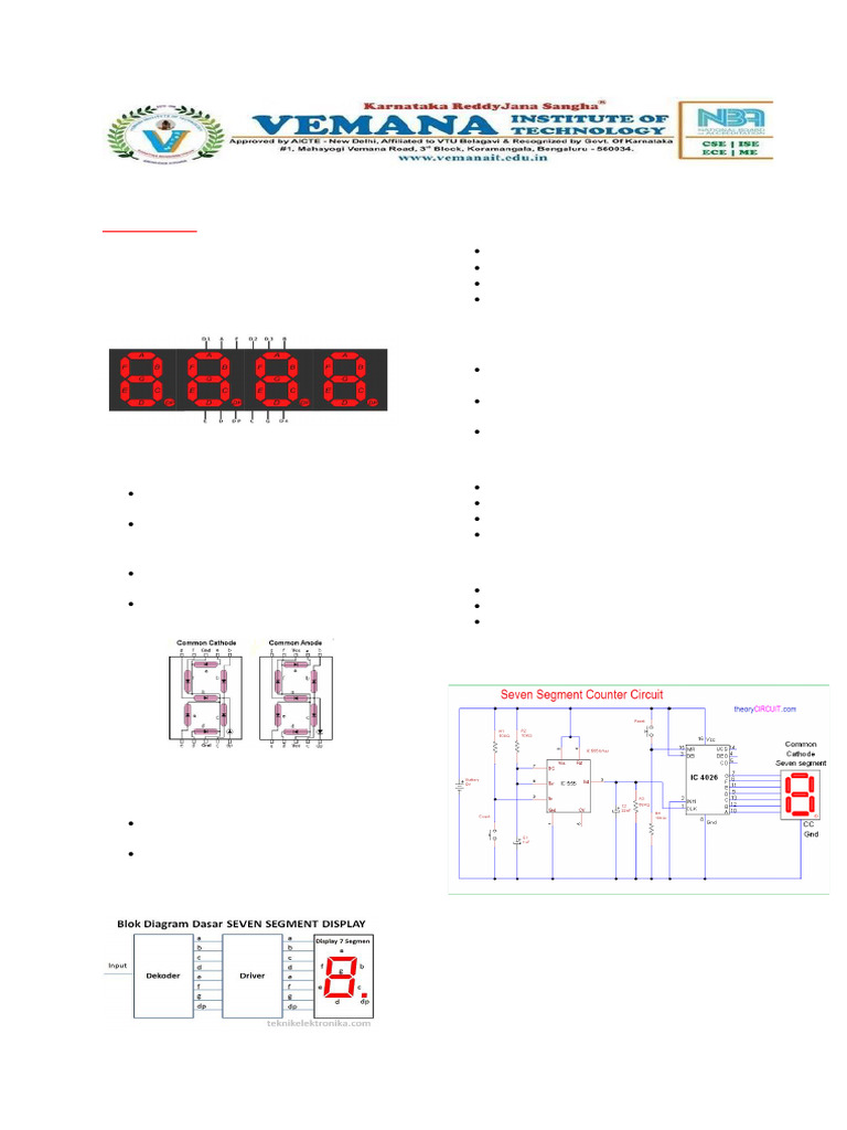 Seven Segment LED Display | PDF | Computing | Electronics