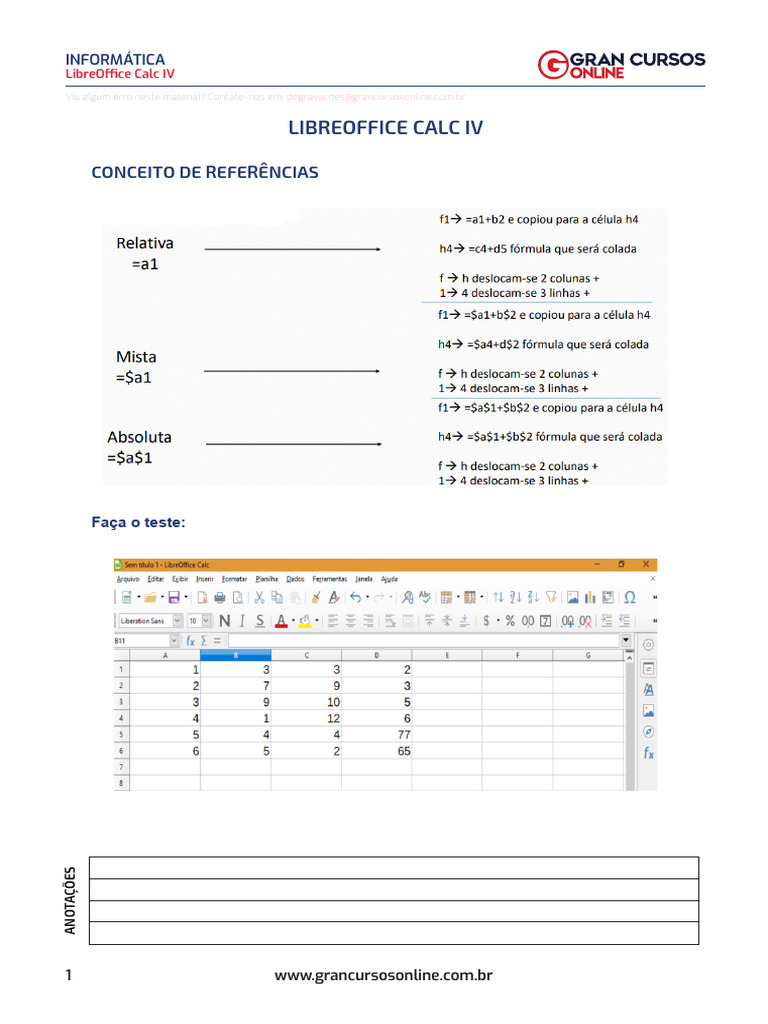 Referências no LibreOffice Calc IV | PDF | Informática