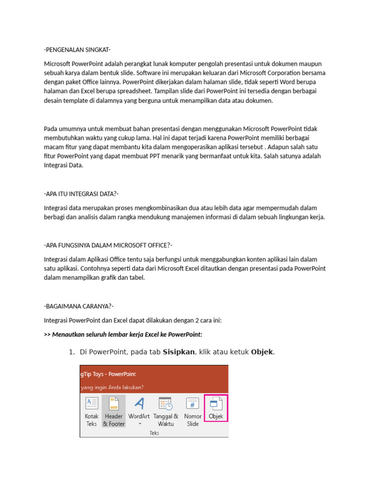 KELOMPOK 5 Integrasi Microsoft PowerPoint Dan Word - Excel | PDF