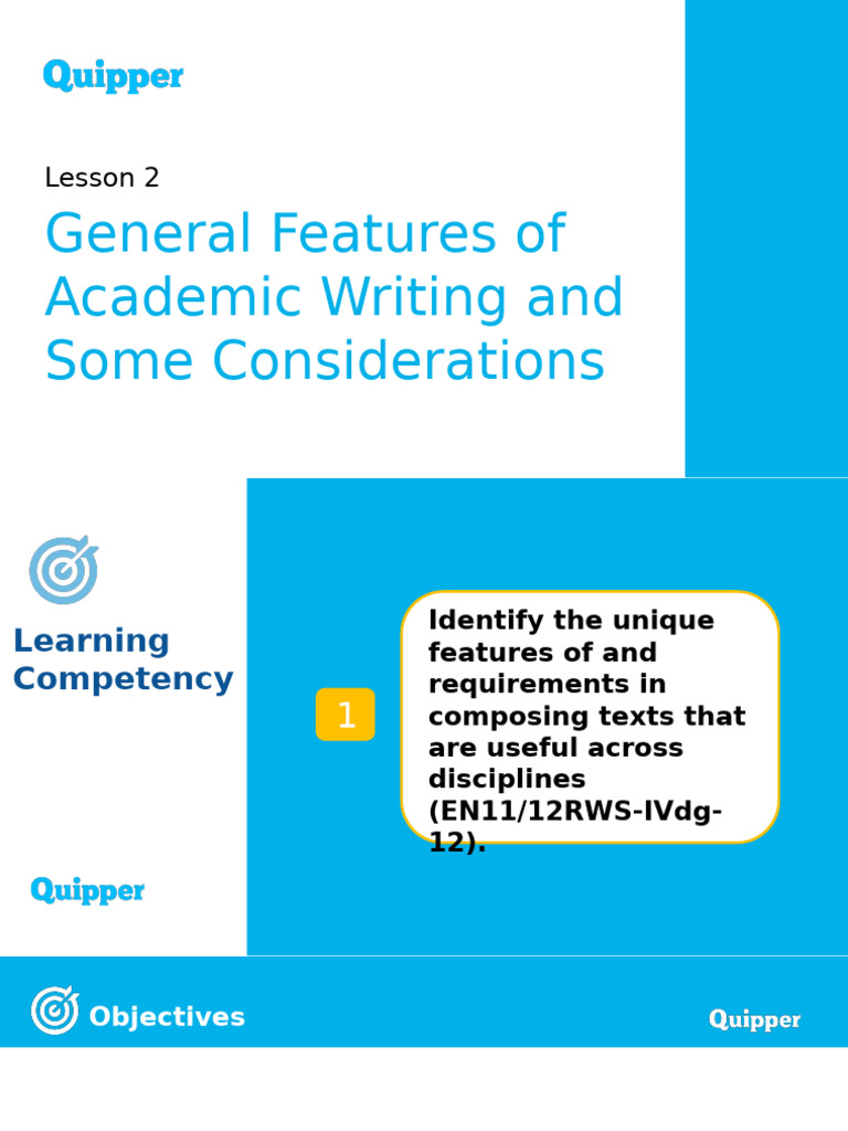 RW 11 - 12 - Unit 14 - Lesson 2 - General Features of Academic Writing ...