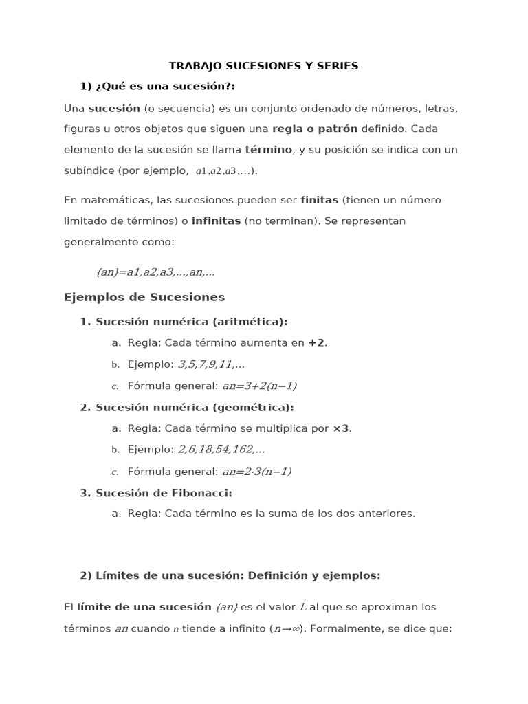 Taller Calculo | PDF | Secuencia | Matemática Elemental