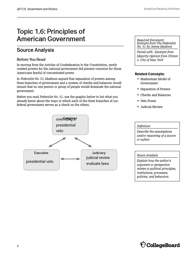 Source Analysis of Federalist No. 51 | PDF | Separation Of Powers ...