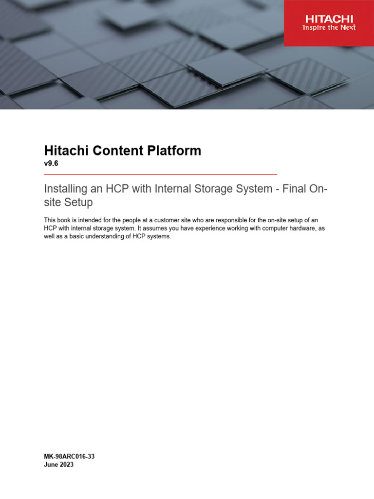HCP v9 6 Installing an HCP Internal Storage System - Final on-Site Setup MK-98ARC016-33 | PDF ...
