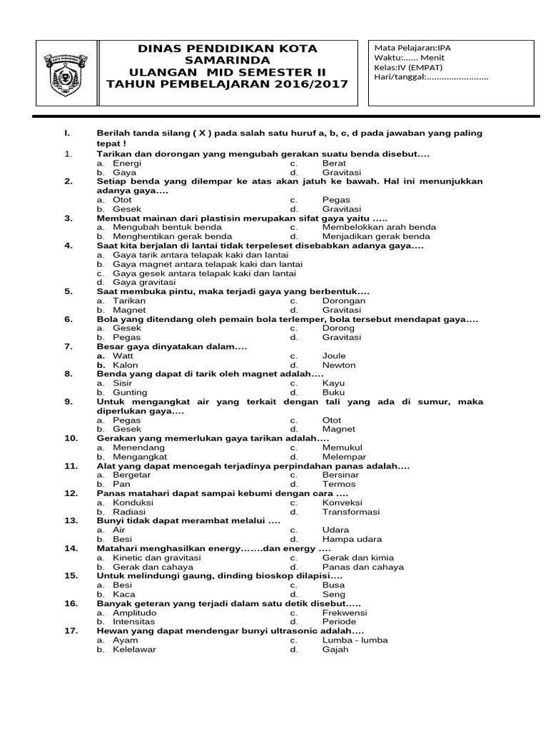 Soal Uts 2 Ipakls 4 | PDF