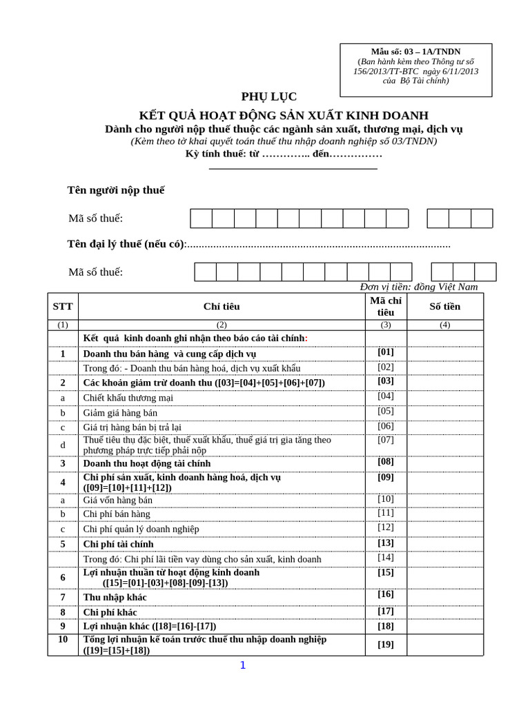 Phu Luc 03 - 1A | PDF