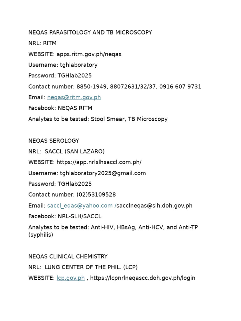 NEQAS 2025 Registration Details | PDF