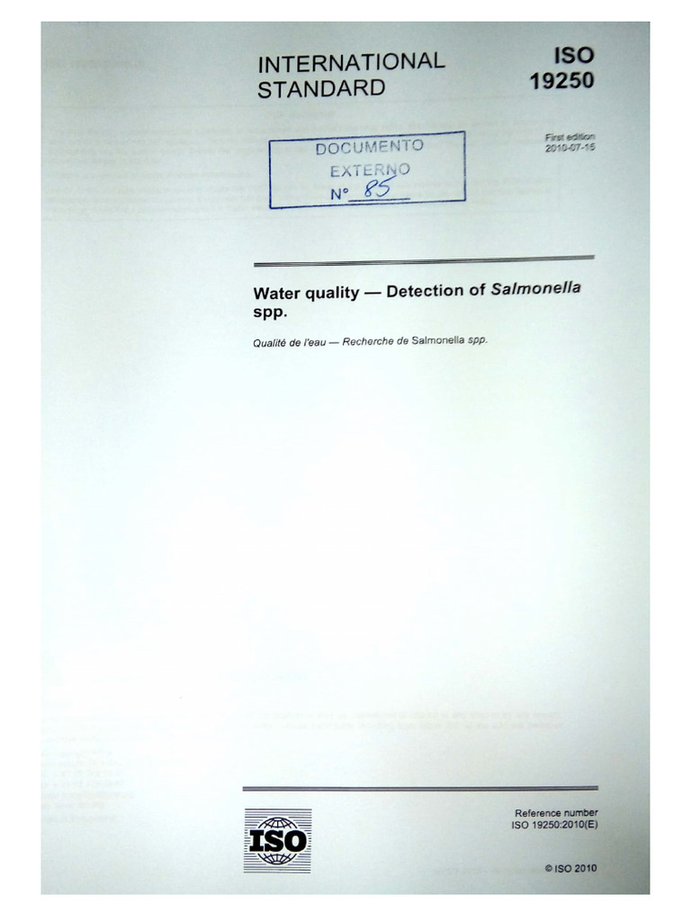 85 - IsO 19250 - Detection of Salmonella SPP | PDF