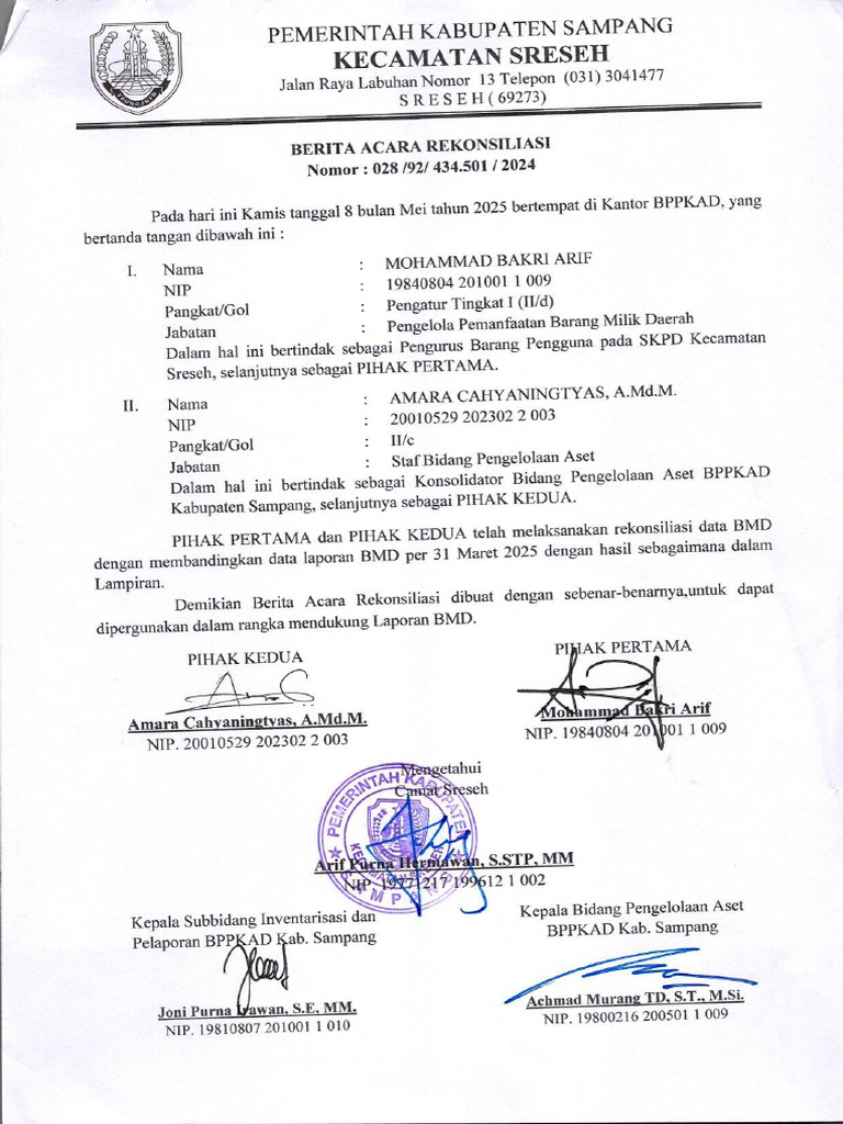 Bar TW 1 Kec. Sreseh | PDF