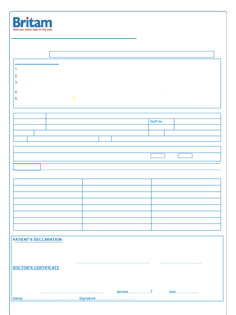 Britam Outpatient Claim Form Guidelines | PDF | Patient | Physician