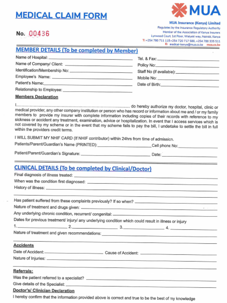Mua Insurance Op Claim Form | PDF