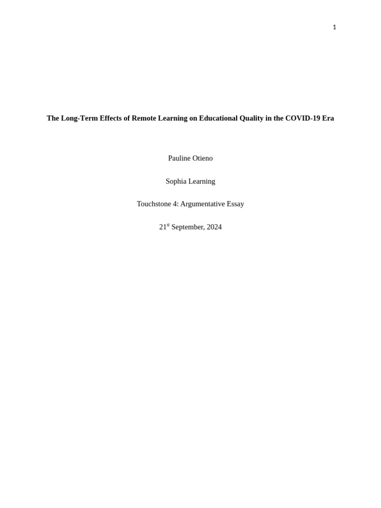 Impact of Remote Learning on Education Quality | PDF | Distance ...