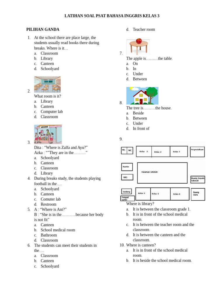 Latihan Soal Psat Bahasa Inggris Kelas 3 | PDF