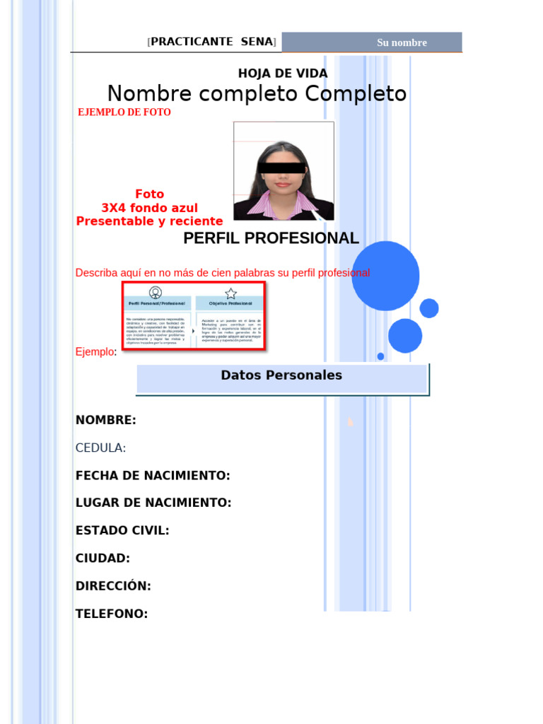 Hoja de Vida Practicante SENA | PDF