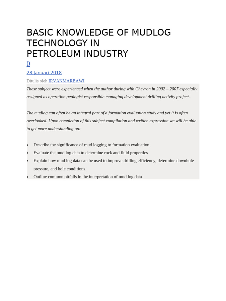 Basic Knowledge of Mudlog Technology in Petroleum | PDF | Fluorescence | Petroleum