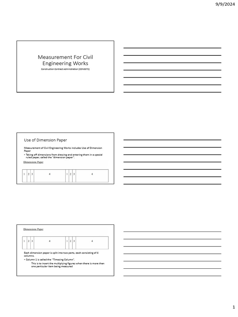 Chapter 7 - Measurement For Civil Engineering Works | PDF ...