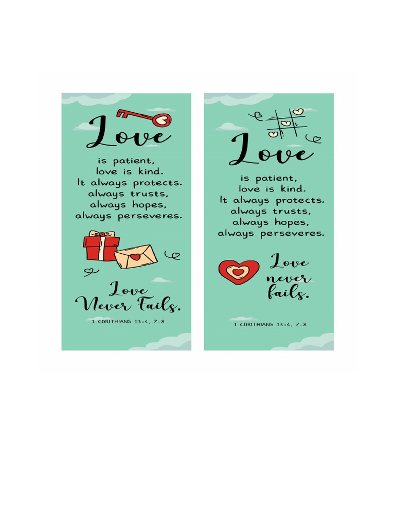 Printablee.com 1 Corinthians 13 Love is Bible Bookmarks Printable 01n ...