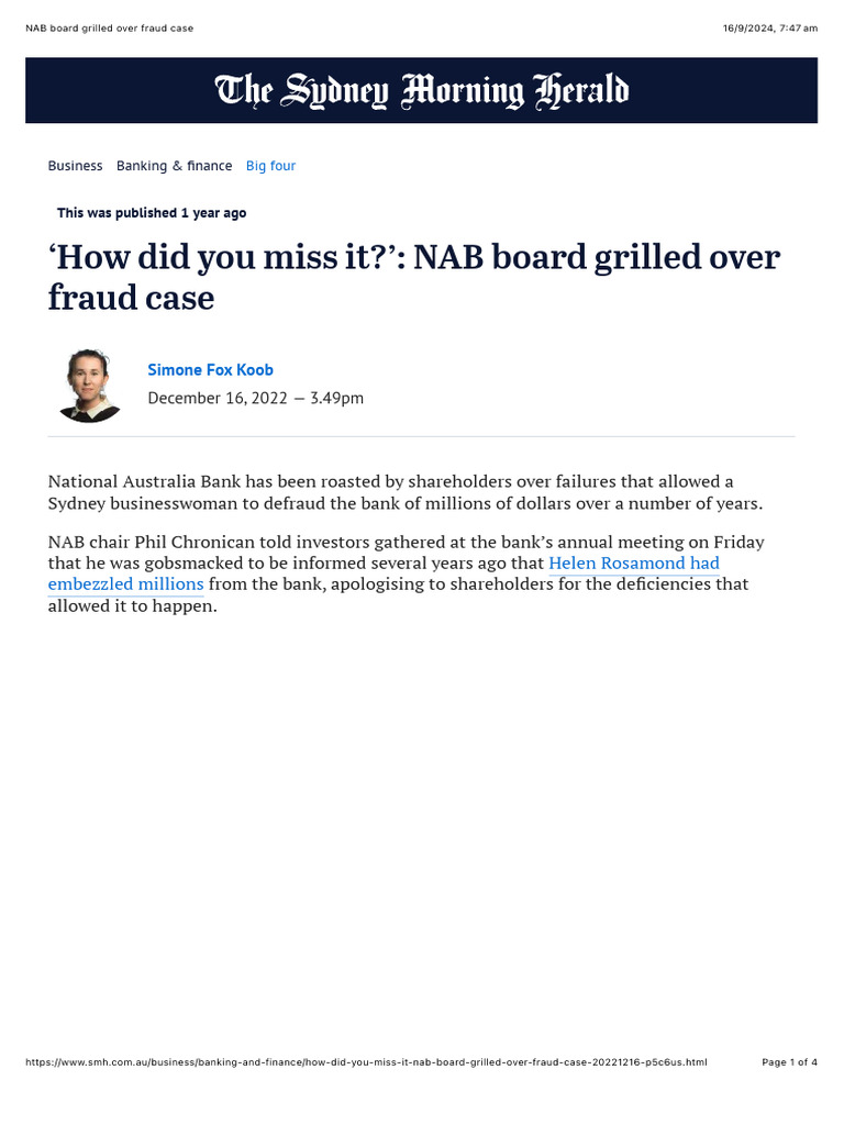 NAB Board Faces Fraud Case Fallout | PDF | Fossil Fuels