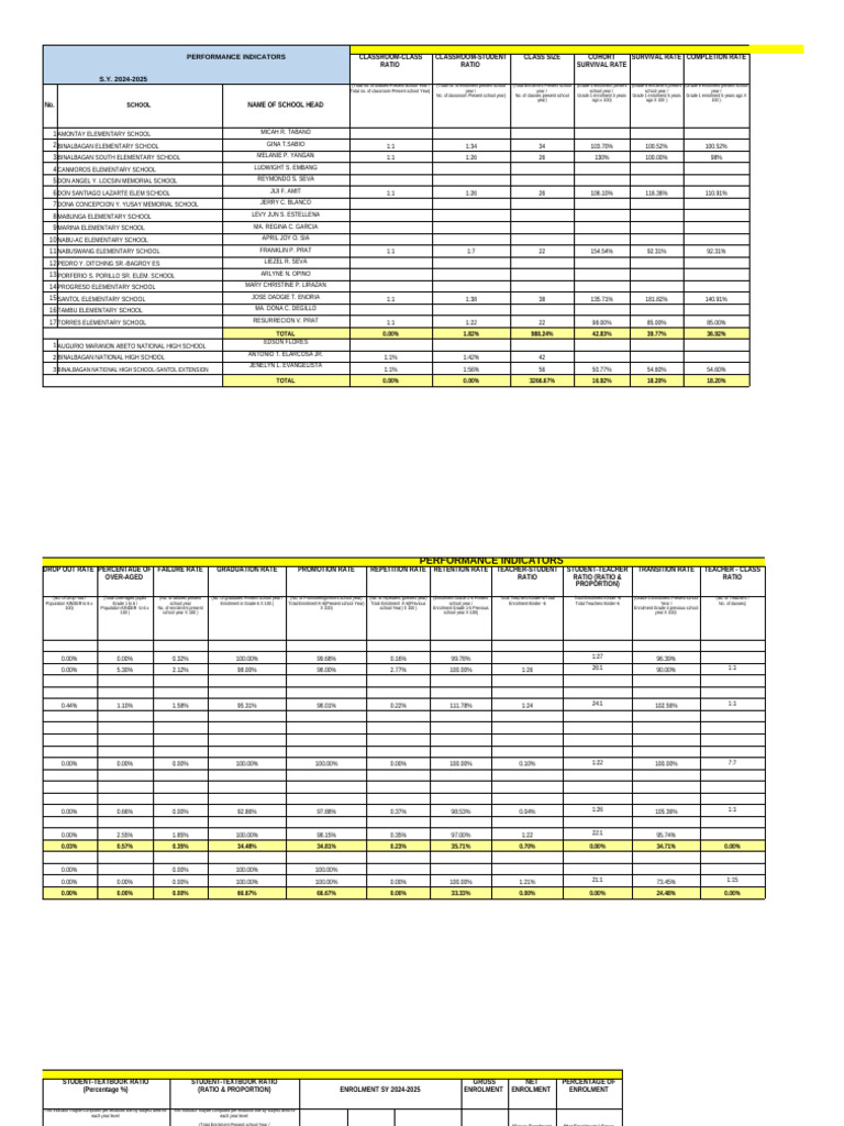 Binalbagan School Performance Metrics 2024 | PDF