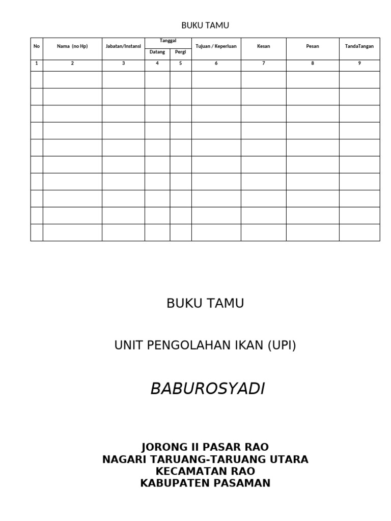 BUKU TAMU | PDF