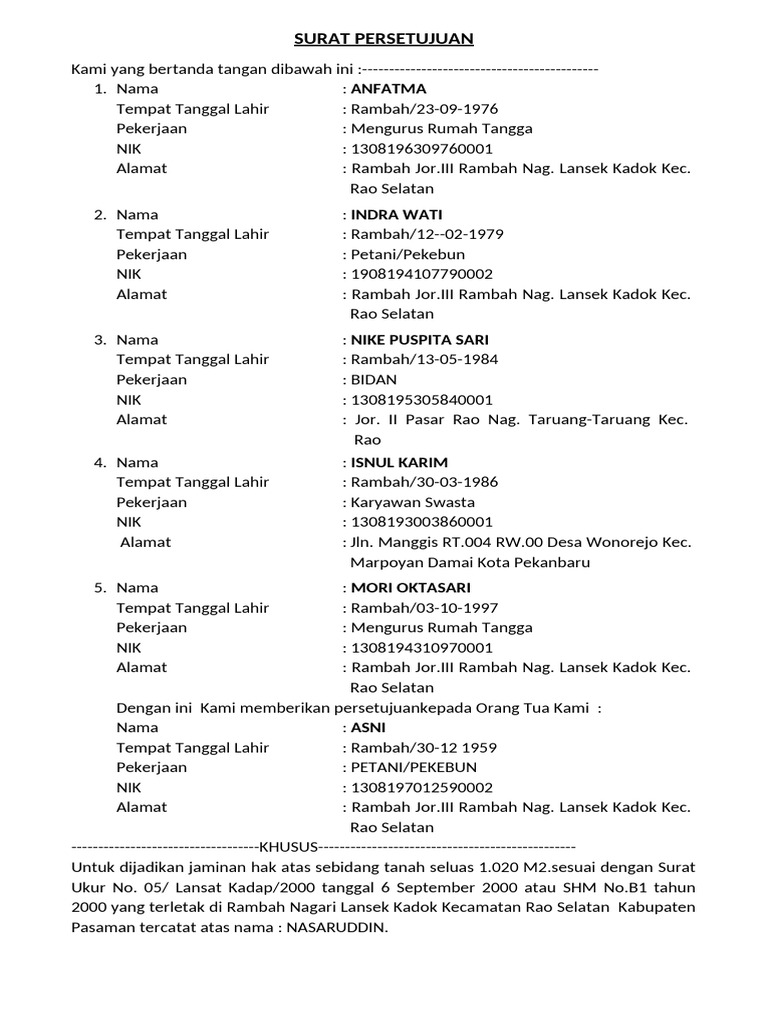 Surat Persetujuan Rina | PDF