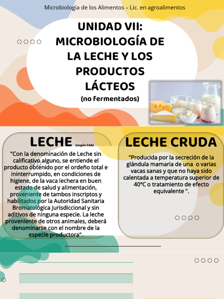 Microbiología de Lácteos No Fermentados | PDF | Leche | Productos lácteos