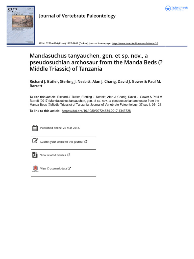 New Pseudosuchian: Mandasuchus tanyauchen | PDF | Vertebra