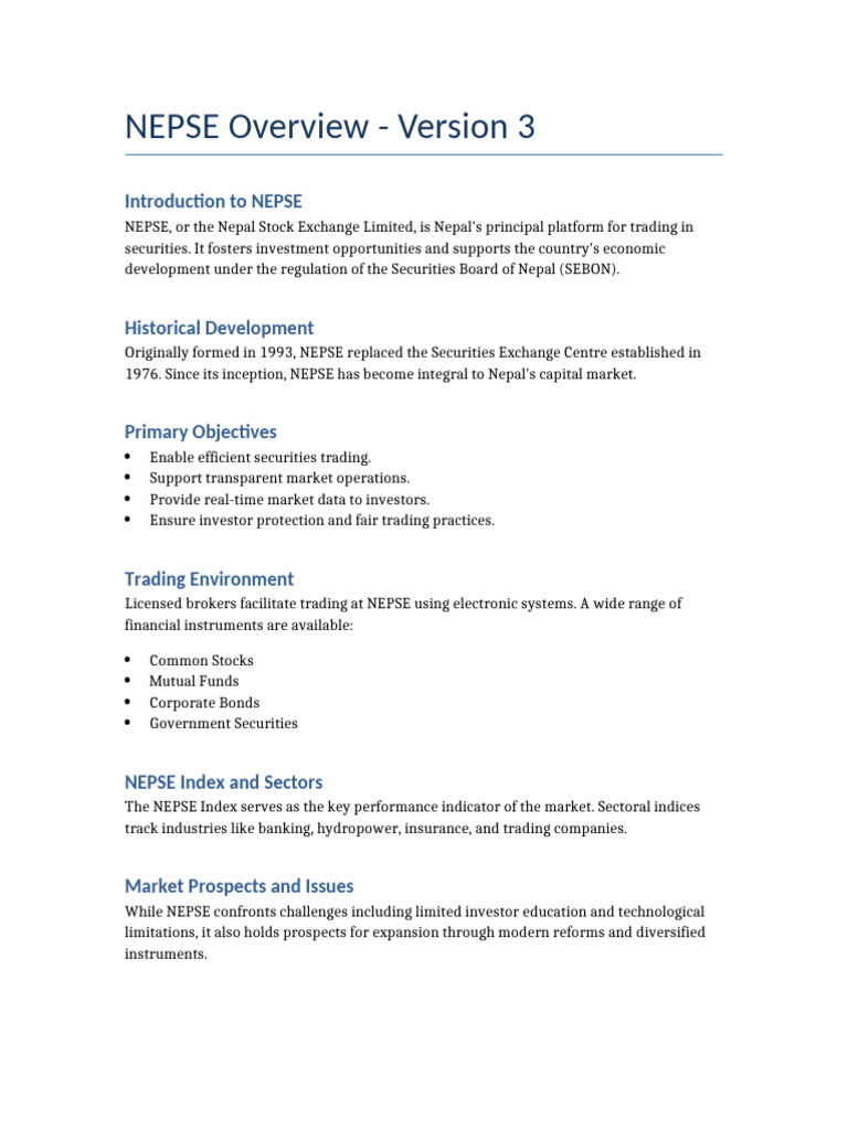 NEPSE Overview and Market Insights | PDF