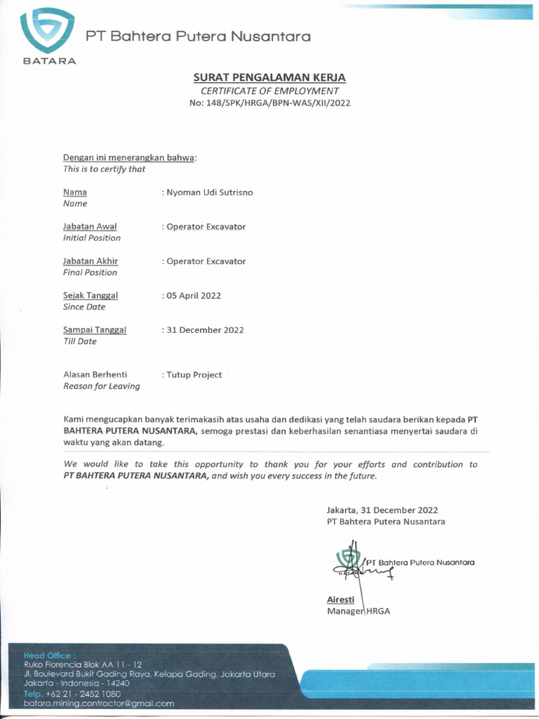 Parklaring - Nyoman Udi Sutrisno | PDF