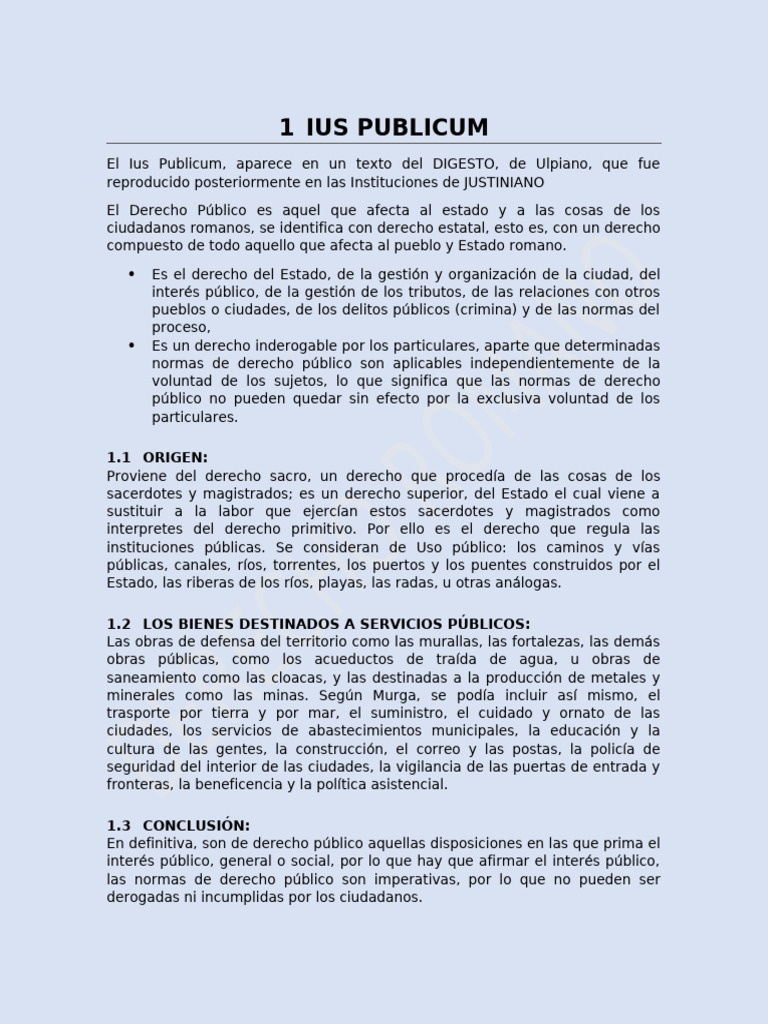 Derecho Romano - Ius Publicum | PDF | Ley Pública | Estado (política)