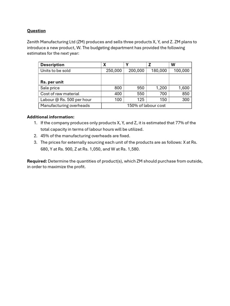 Homework 4 - Decision Making - Limiting Factor | PDF | Business Economics | Economics