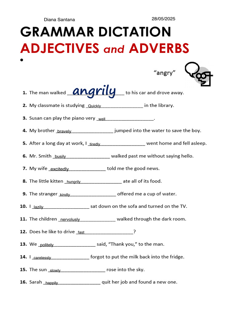 Adjective and Adverb Grammar Exercise | PDF | Chess Openings | Chess