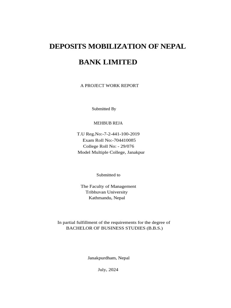 Deposits Mobilization of Nepal | PDF