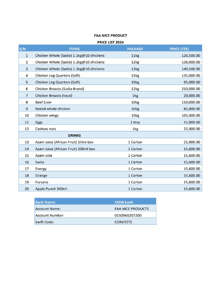 Price List | PDF