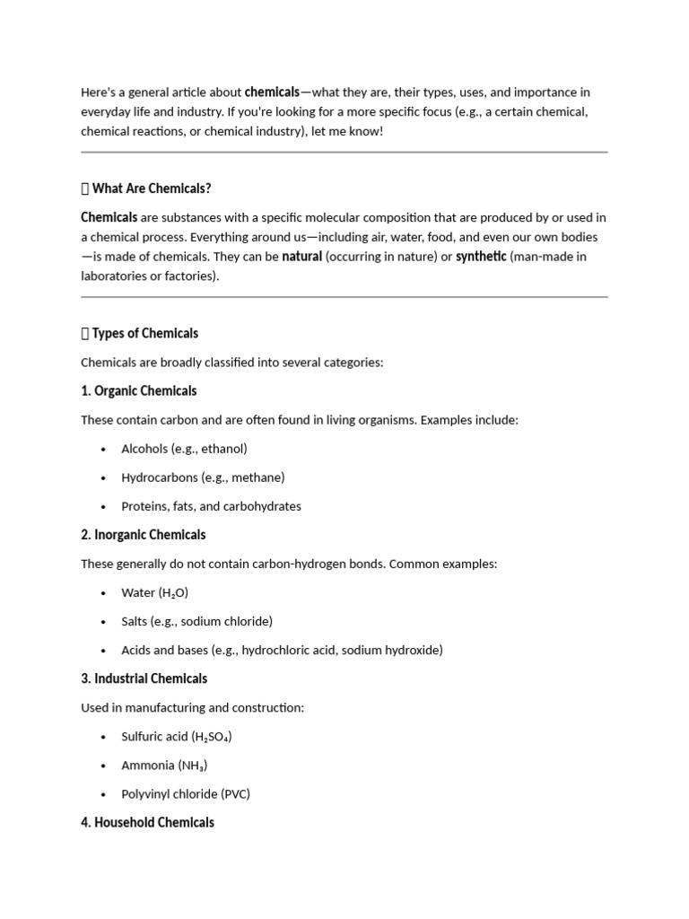 Chemicals | PDF | Chemical Substances | Chemical Industry