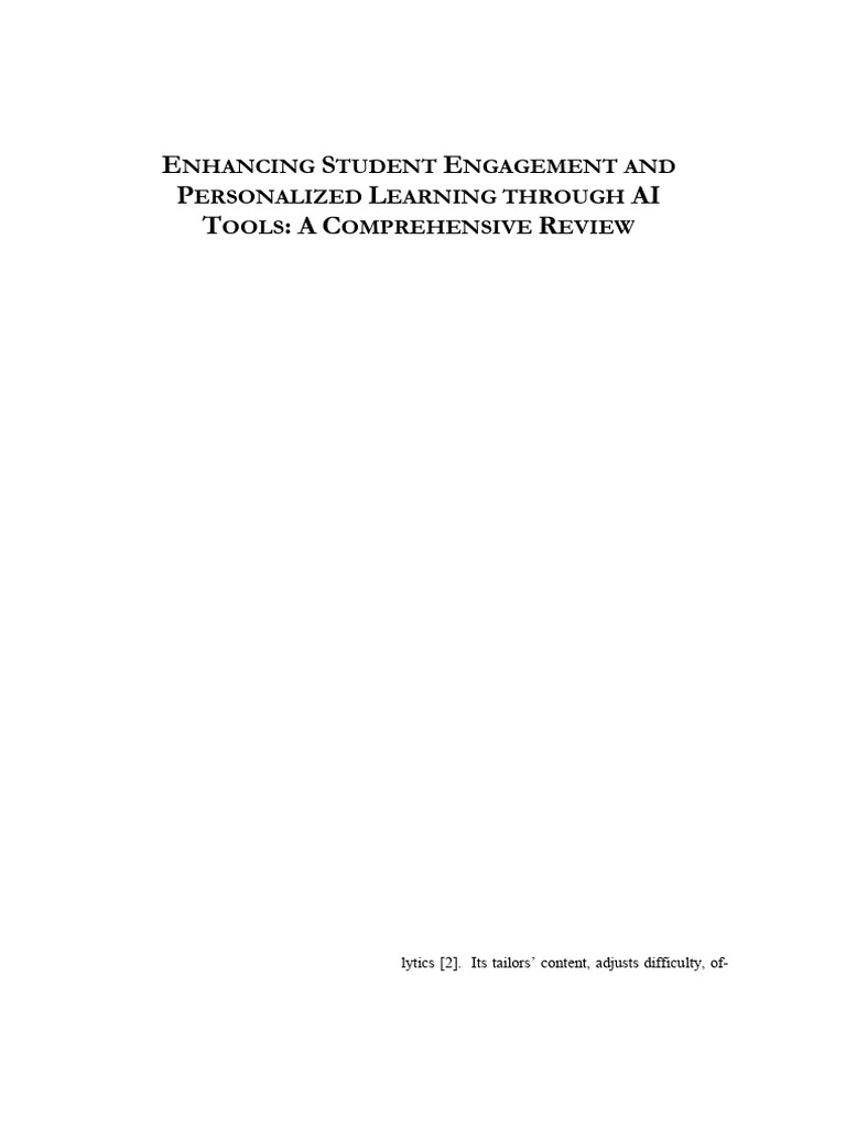 Enhancing Student Engagement and Personalized Learning Through AI Tools: A Comprehensive Review ...
