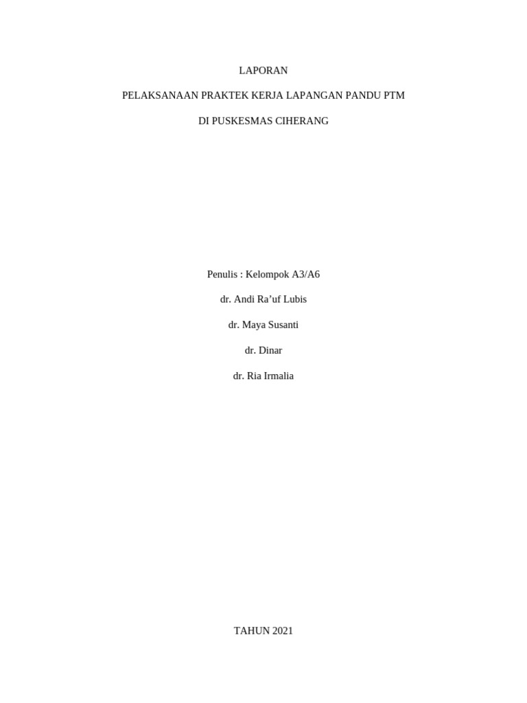 Laporan PKL Pandu PTM Ciloto | PDF