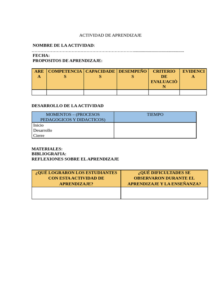Modelo de Actividad de Aprendizaje | PDF