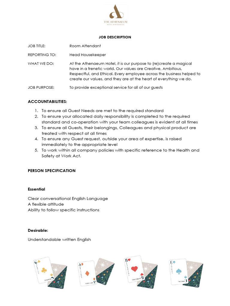 Room Attendant Job Description | PDF